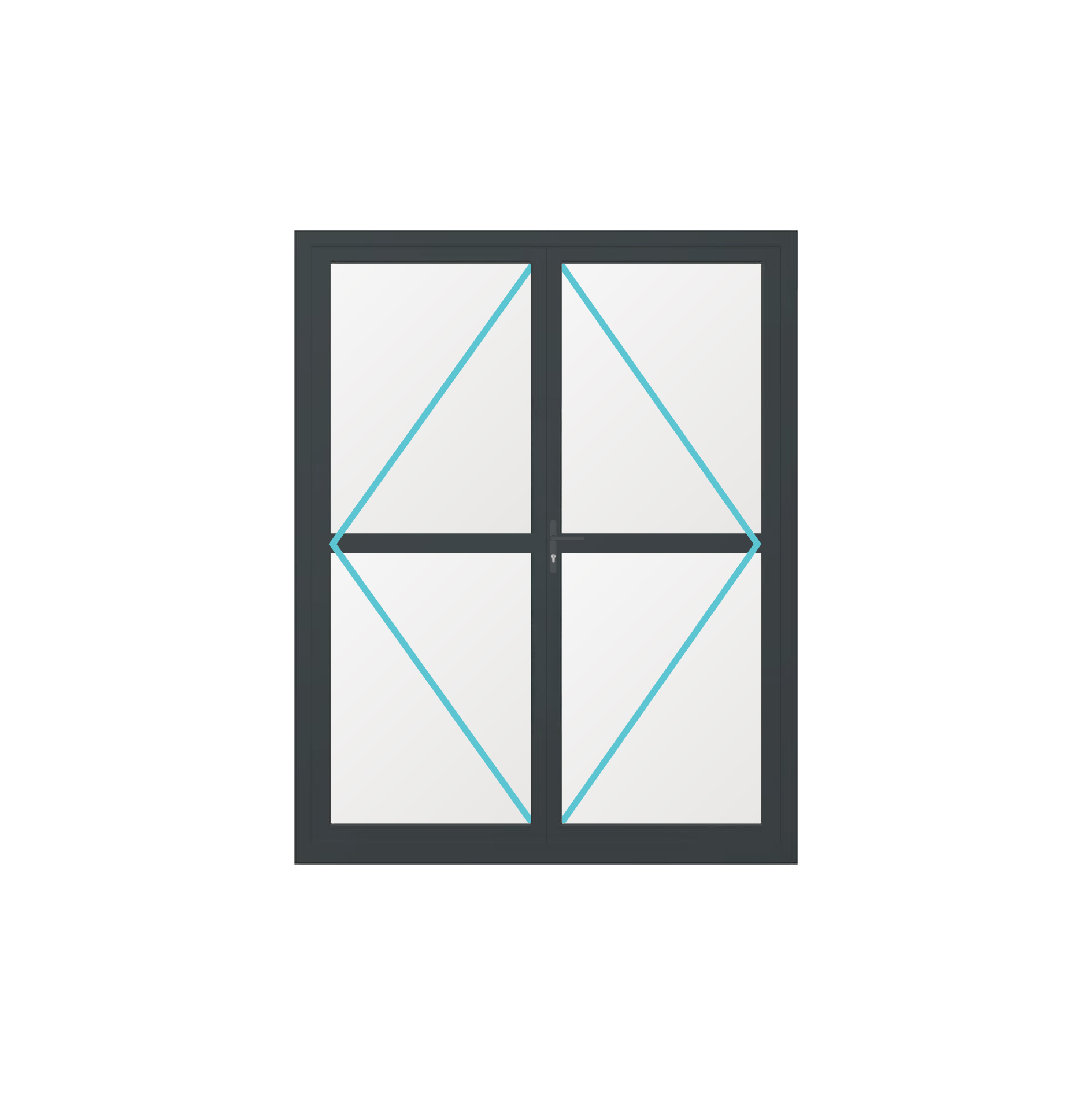 Aluminium Bespoke French Door (1 Transom) - Glass Openings