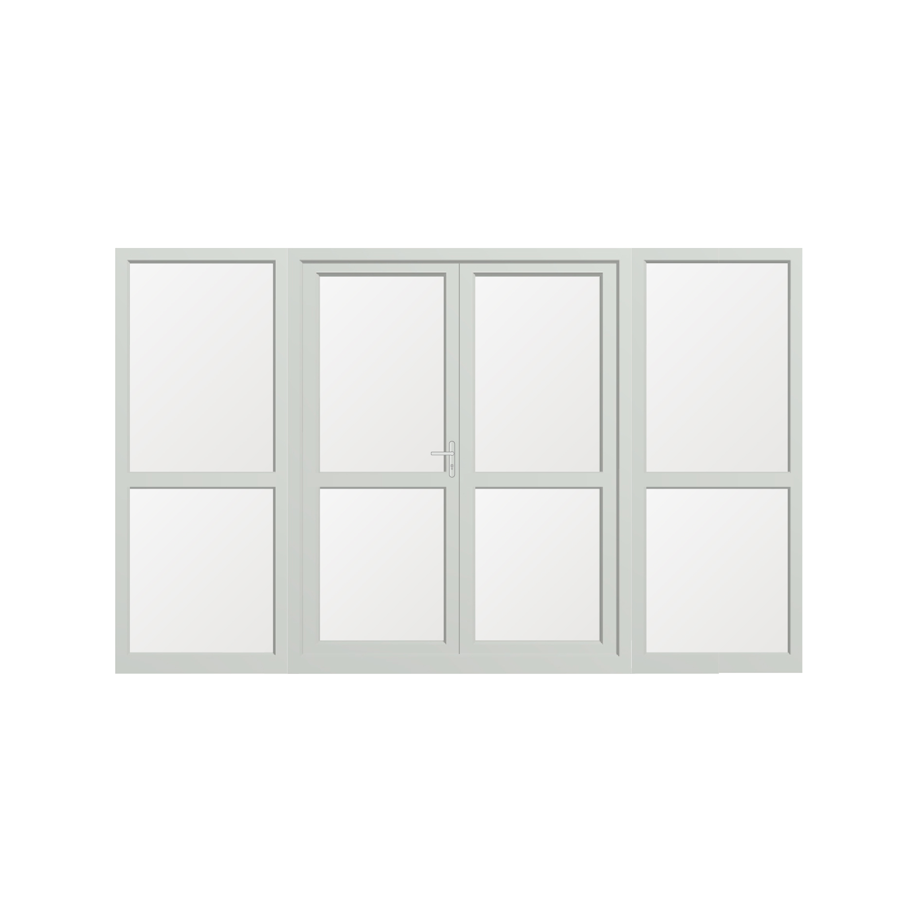 2.4m UPVC Stock French Door with Fixed Panels - Midrail - Glass Openings