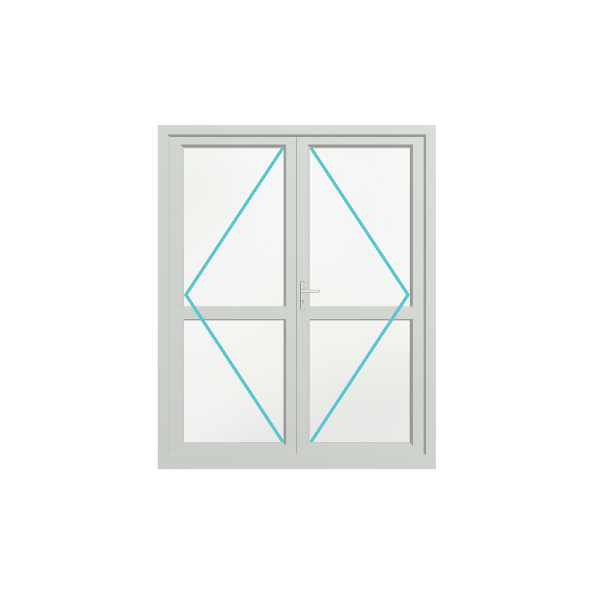 1.6m UPVC Stock French Door - Midrail - Glass Openings