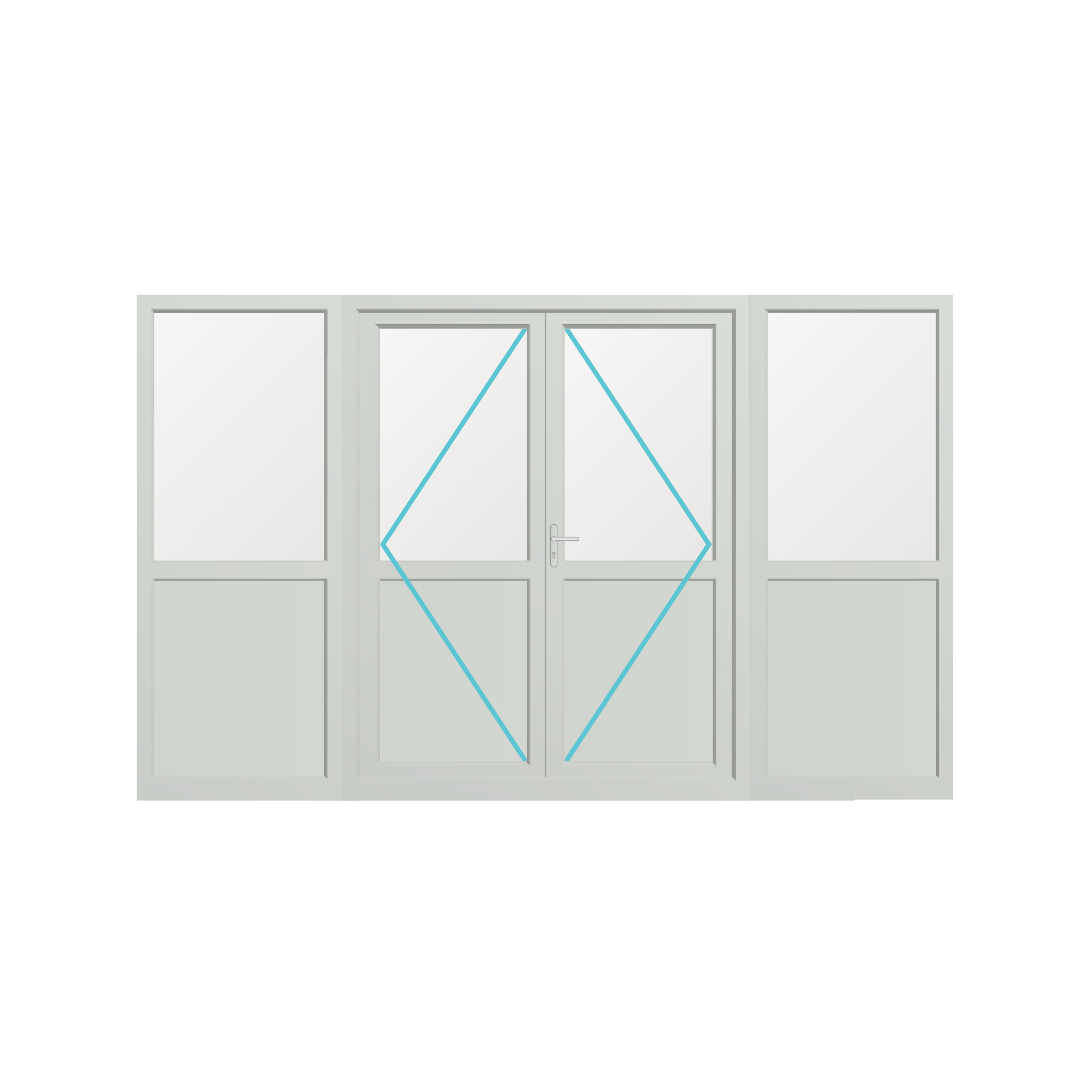 3.2m UPVC Stock French Door with Fixed Panels - Half Panel / Half ...