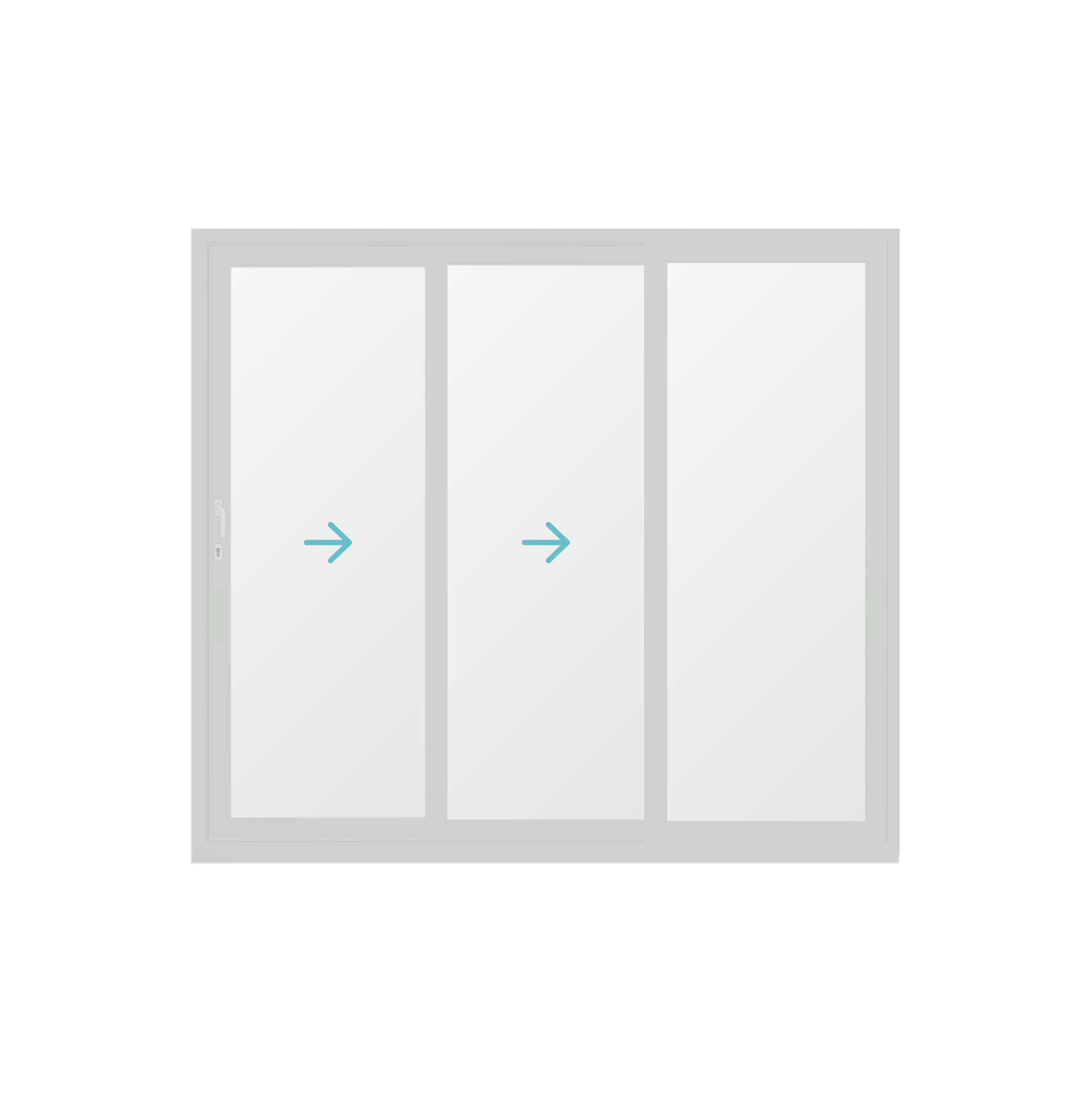 3.4m White Stock Sliding Door (3 Slider) - Glass Openings