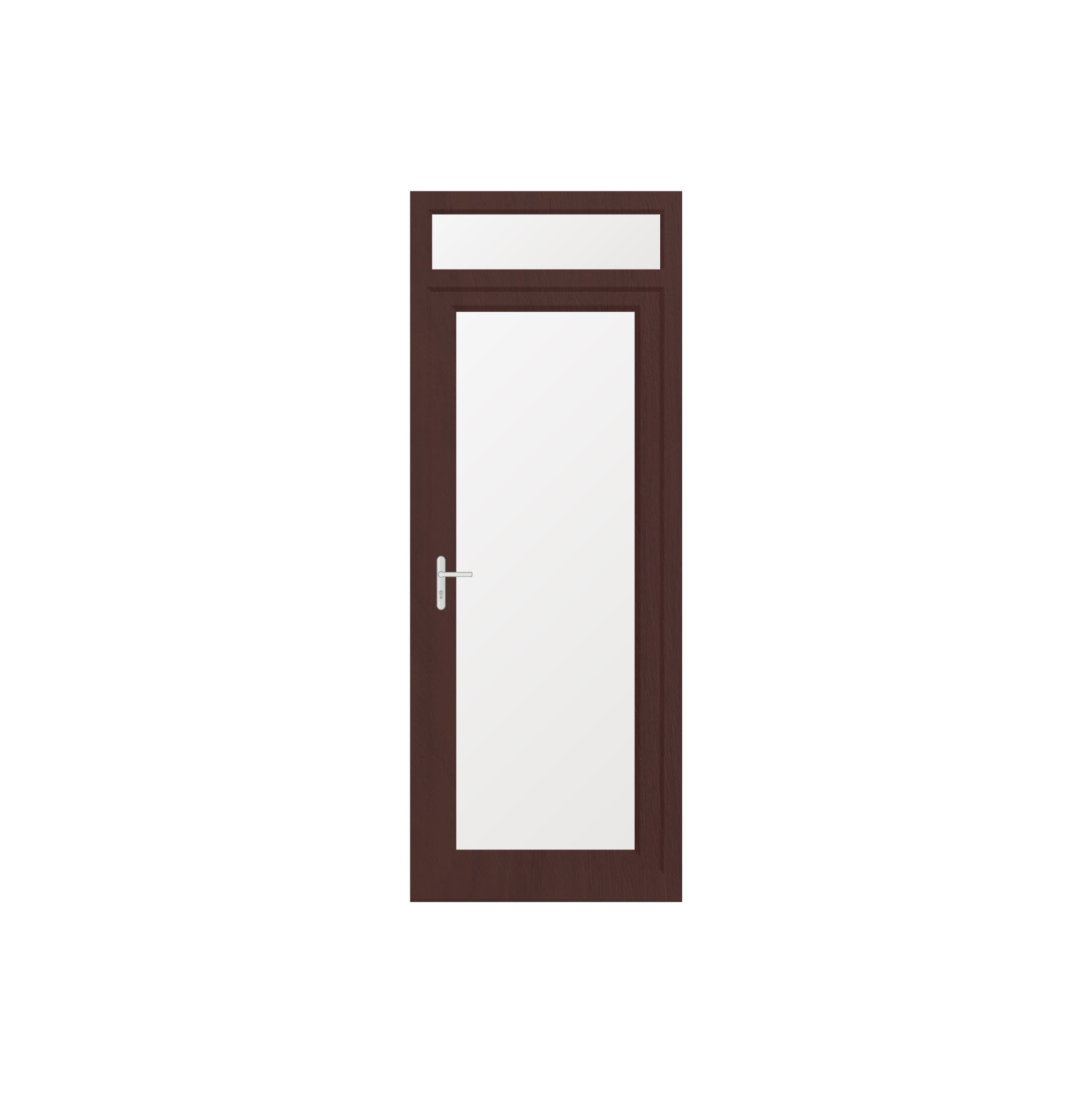 0.8m Rosewood UPVC Stock Single Door with Top Panel - Glass Openings